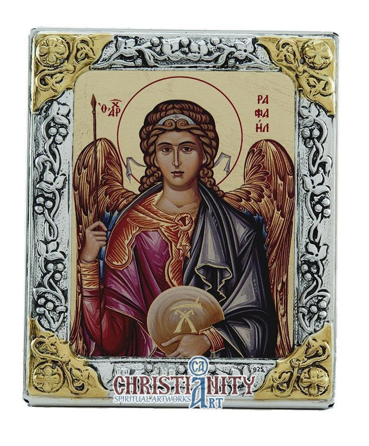 Archangel Raphael - Silver Byzantine Icon - Christianity Art ...
