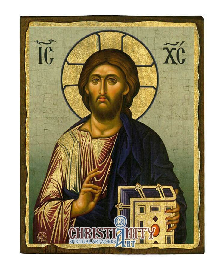 Jesus Christ Vatopedi Monastery-Aged Byzantine Icon - Christianity Art ...