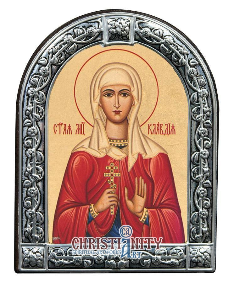 Saint Claudia, Oval Framed Metallic canvas icon - Christianity Art ...