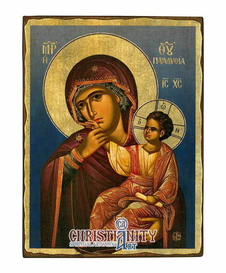 Virgin Mary Paramythia - Aged Byzantine Icon - Christianity Art ...