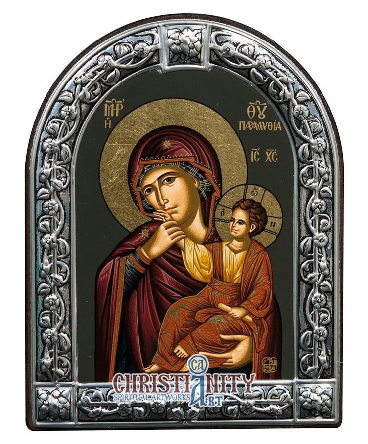 Virgin Mary Paramythia, Oval Metallic canvas icon - Christianity Art ...